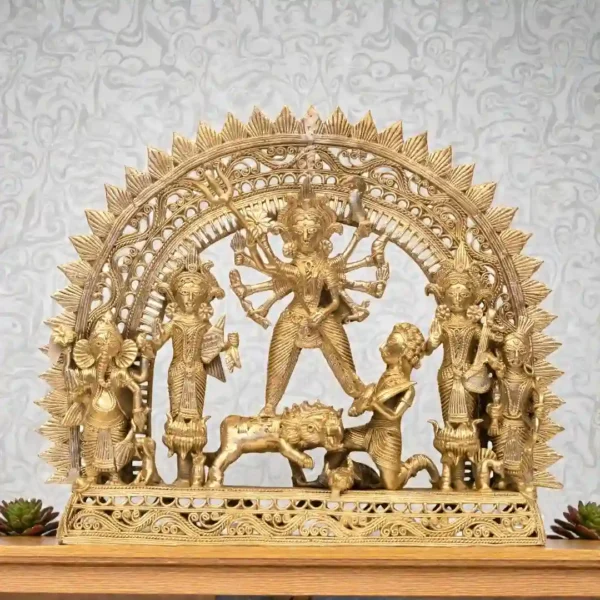 Chali Durga Traditional Dokra Idol - Karuka Handicraft